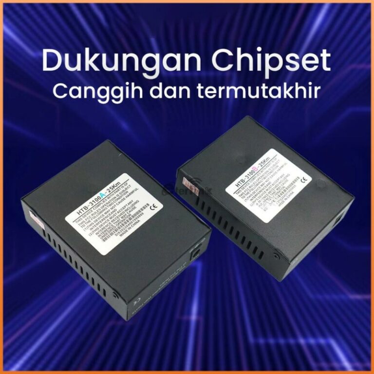 Sepasang HTB-3100 Fiber Optic Media Konverter Single Mode dengan 5V 2A EU Adaptor - ETERLINK